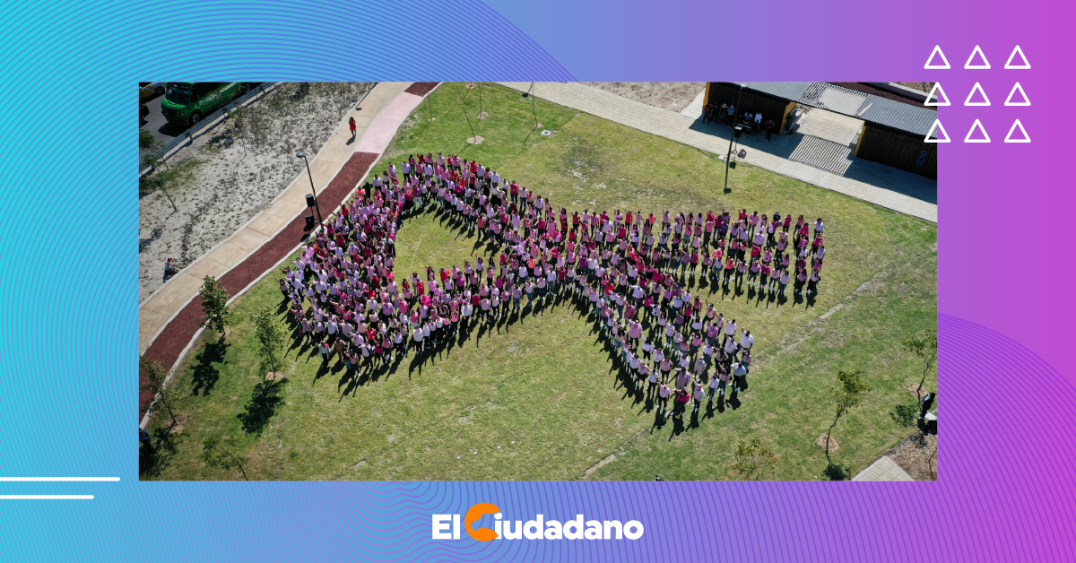 Crean un lazo humano de color rosa para enviar un mensaje importante ...